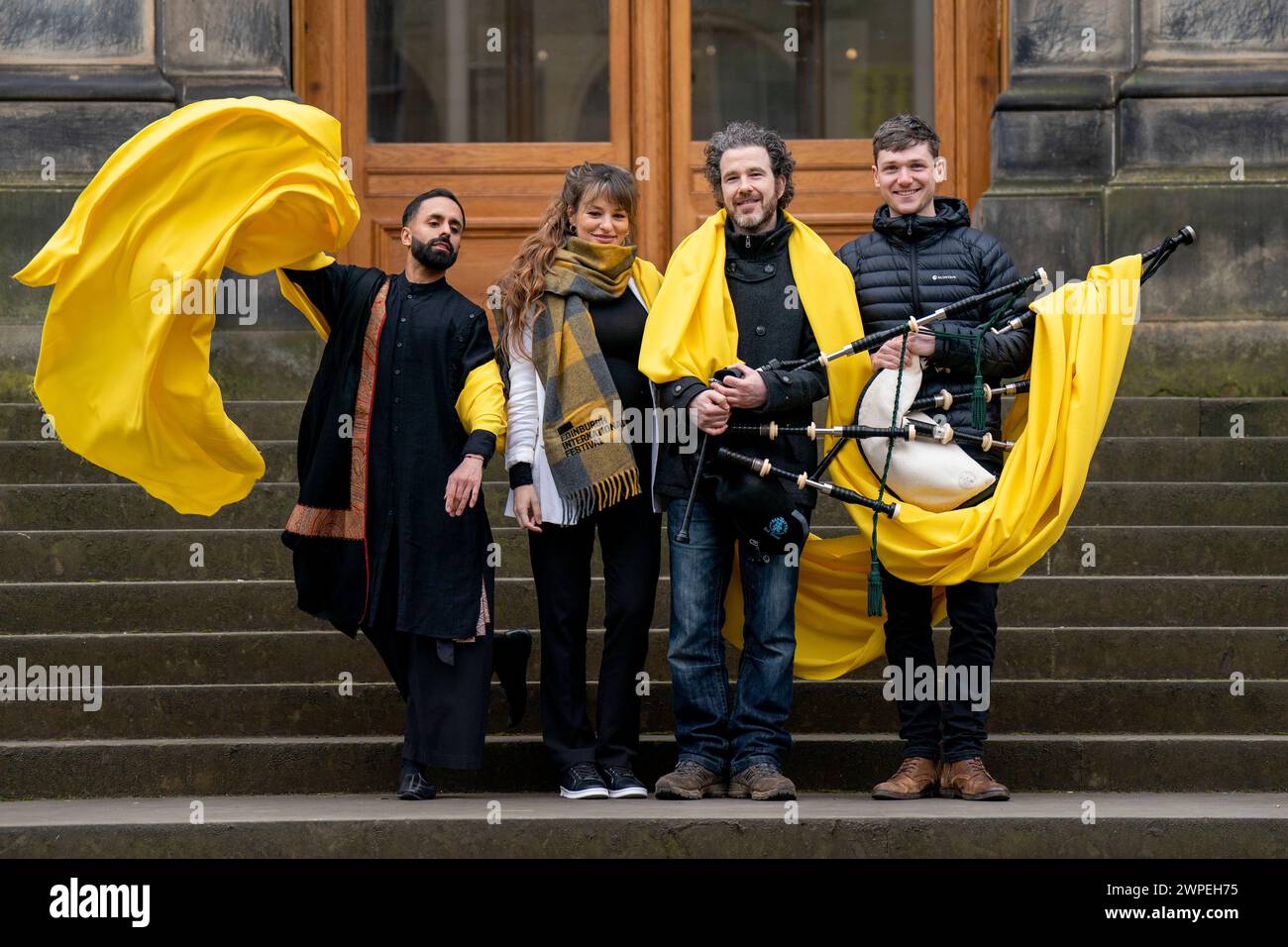 (left to right) dancer aakash odedra, festival director and violinist ...