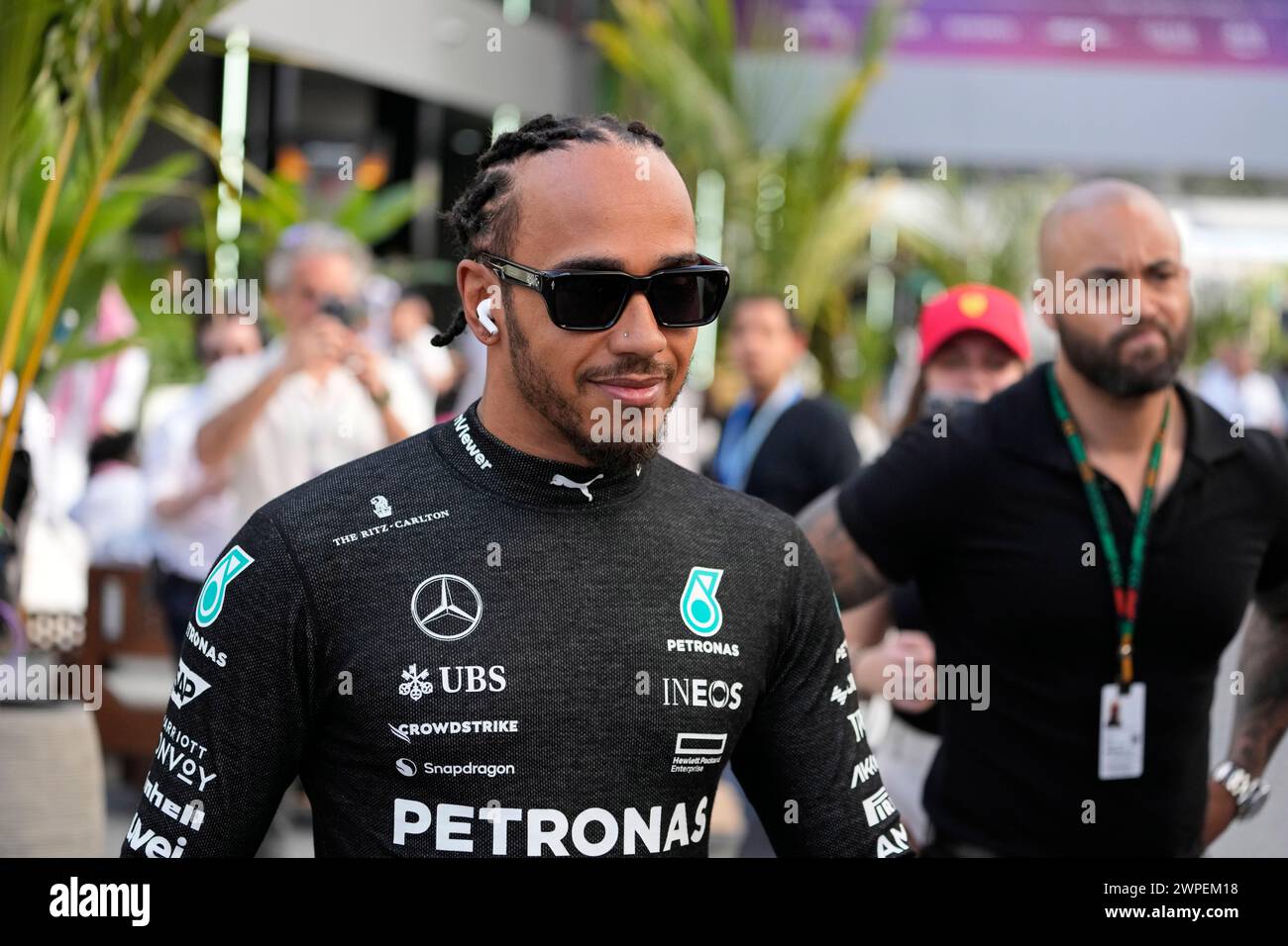 Mercedes driver Lewis Hamilton of Britain prepares for the first ...