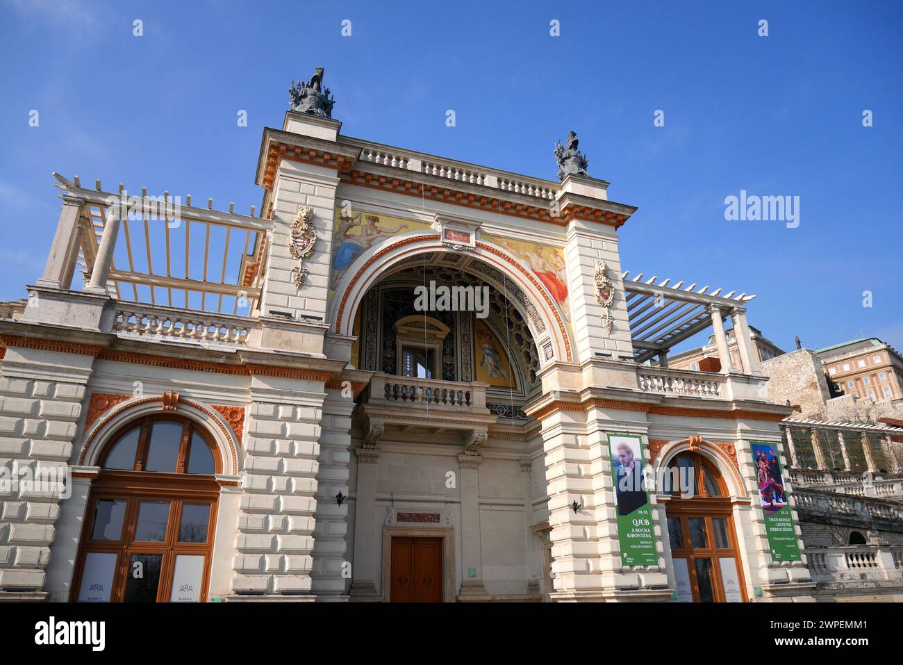 The restored Várkert Bazaar, castle garden, castle district, Buda ...