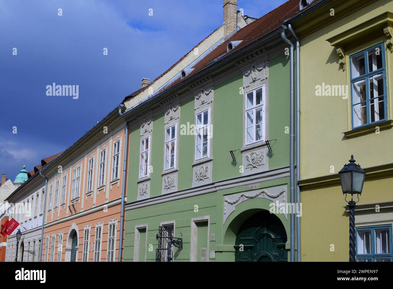 Colourful houses in the Var, Castle District, Budapest, Hungary Stock ...