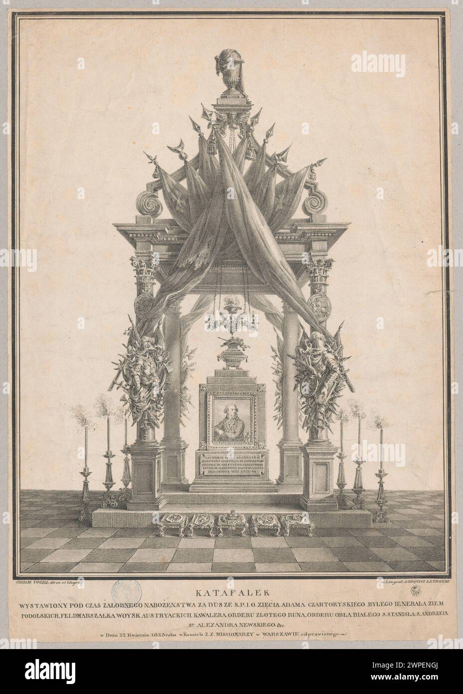 The 1823 catafalque of Adam Kazimierz Czartoryski features heraldic ...