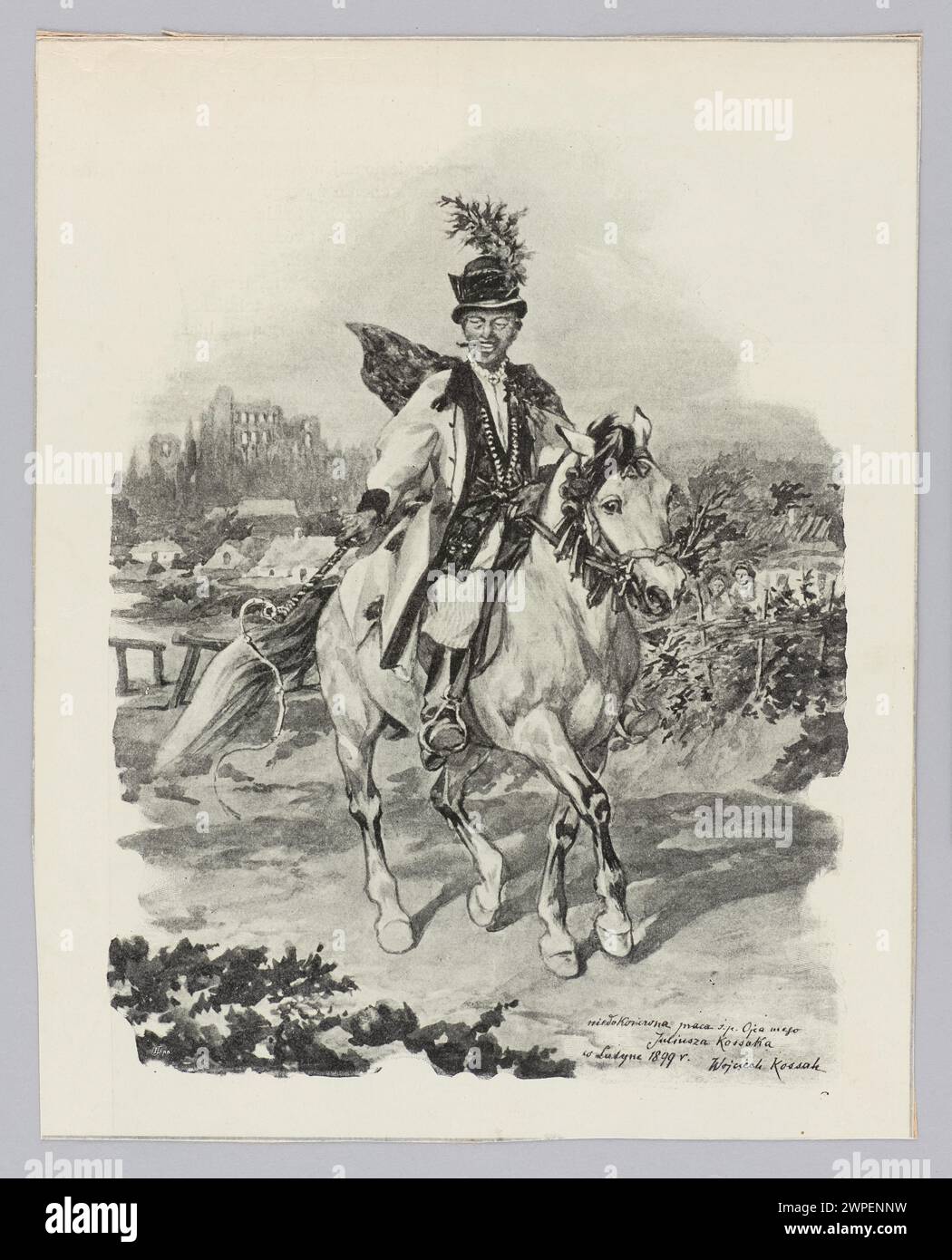 Watercolor reproduction of an unused work by Juliusz Kossak from 1899 ...