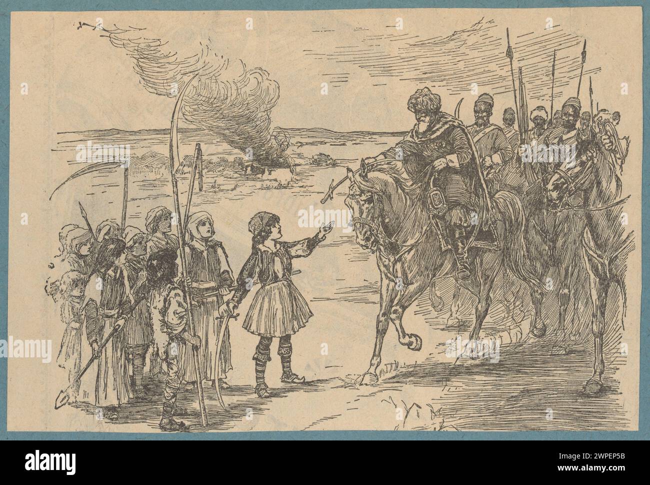 Illustration showing a Turkish branch alongside a group of figures ...