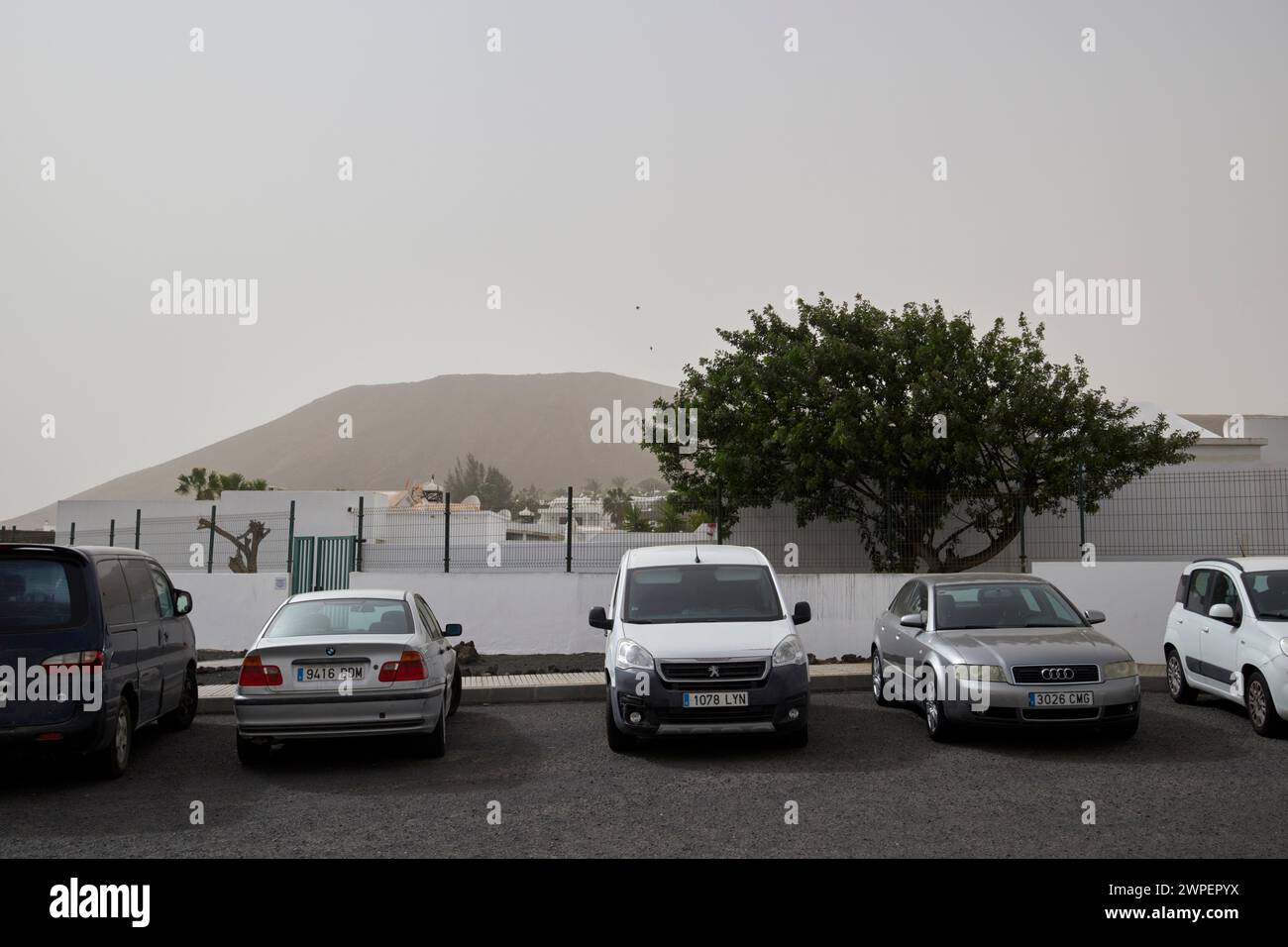 calima dust storm over residential area of playa blanca, Lanzarote ...