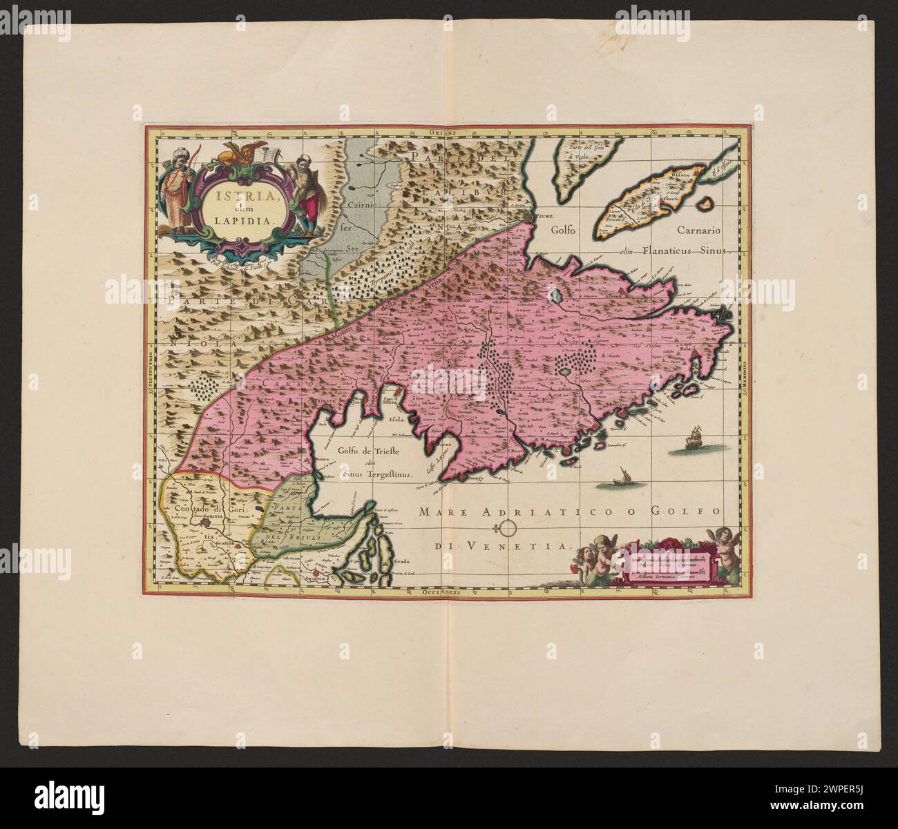1711 map by Pieter Schenck and Gerard Valck showing the Istria region ...