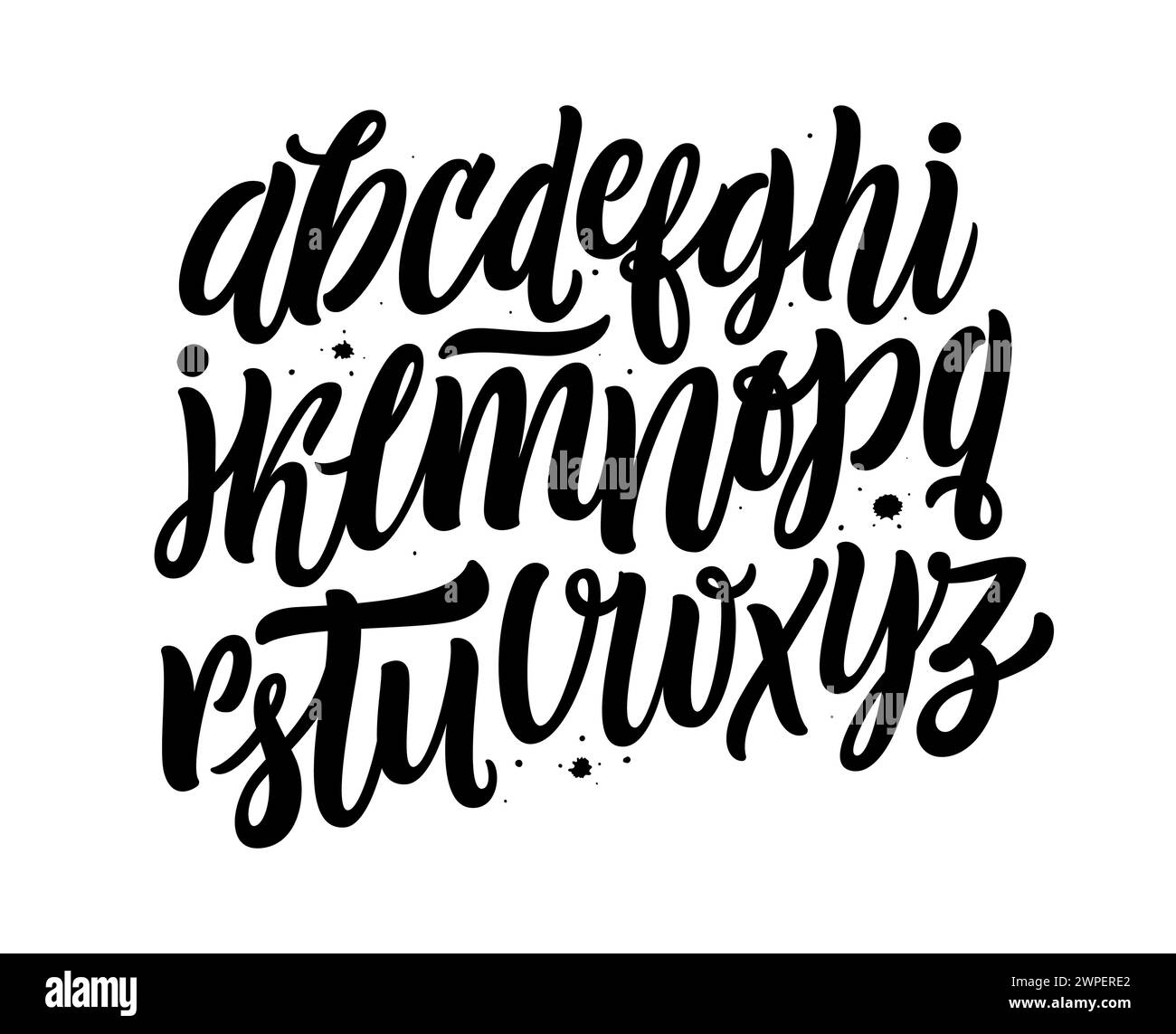 Vector hand drawn alphabet. Brush painted letters. Script typeface ...