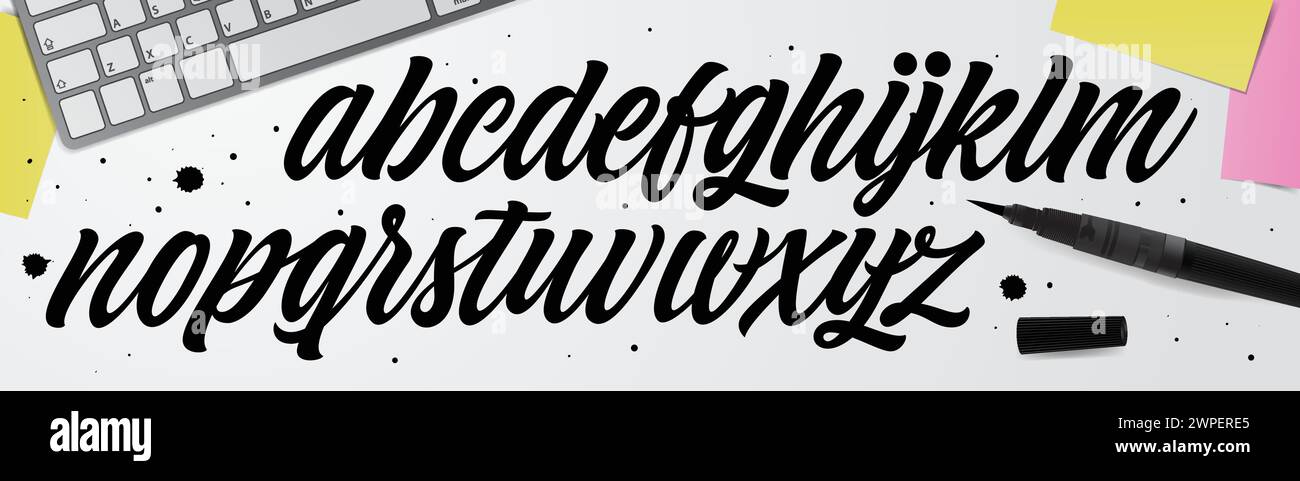 Vector Hand Drawn Alphabet. Brush Paint Letters. Decorative script ...