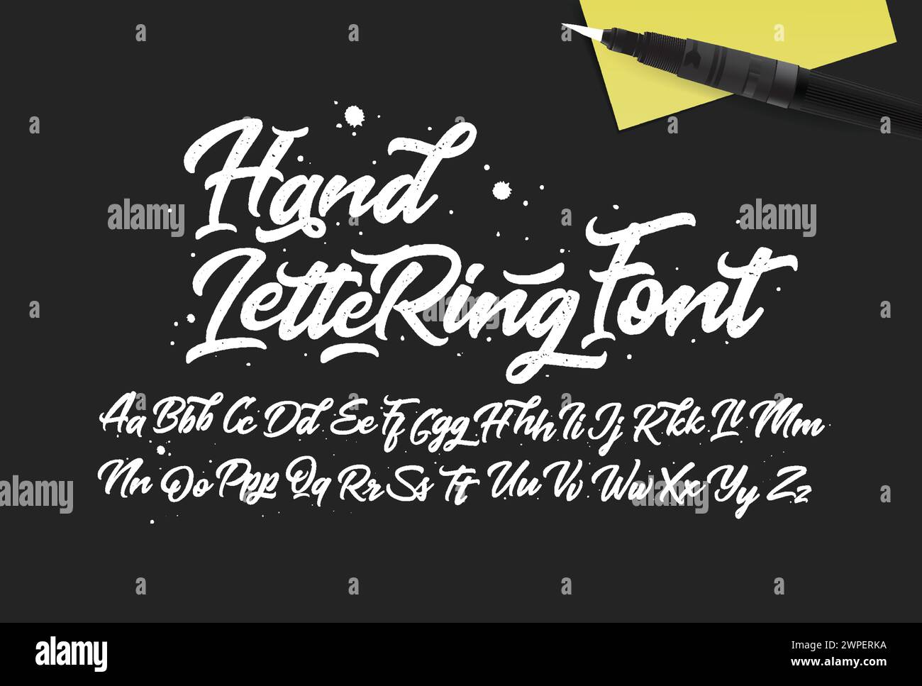 Vector Hand Drawn Alphabet. Brush Paint Letters. Decorative script ...