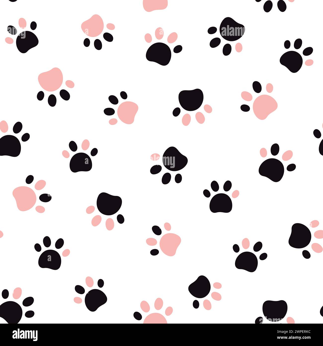 Cute seamless pet paw pattern. Cat footprint on white background ... Cute seamless pet paw pattern. Cat footprint on white background ...
