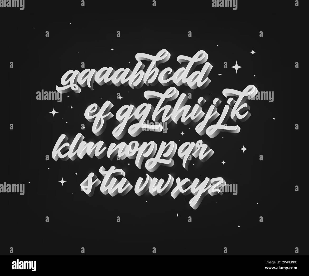 Lettering font isolated on white background. Texture alphabet. Vector ...