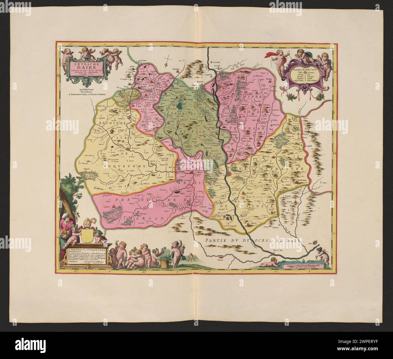 A 1711 map showing the Bishopric of Aire, created by Pieter Schenck and ...