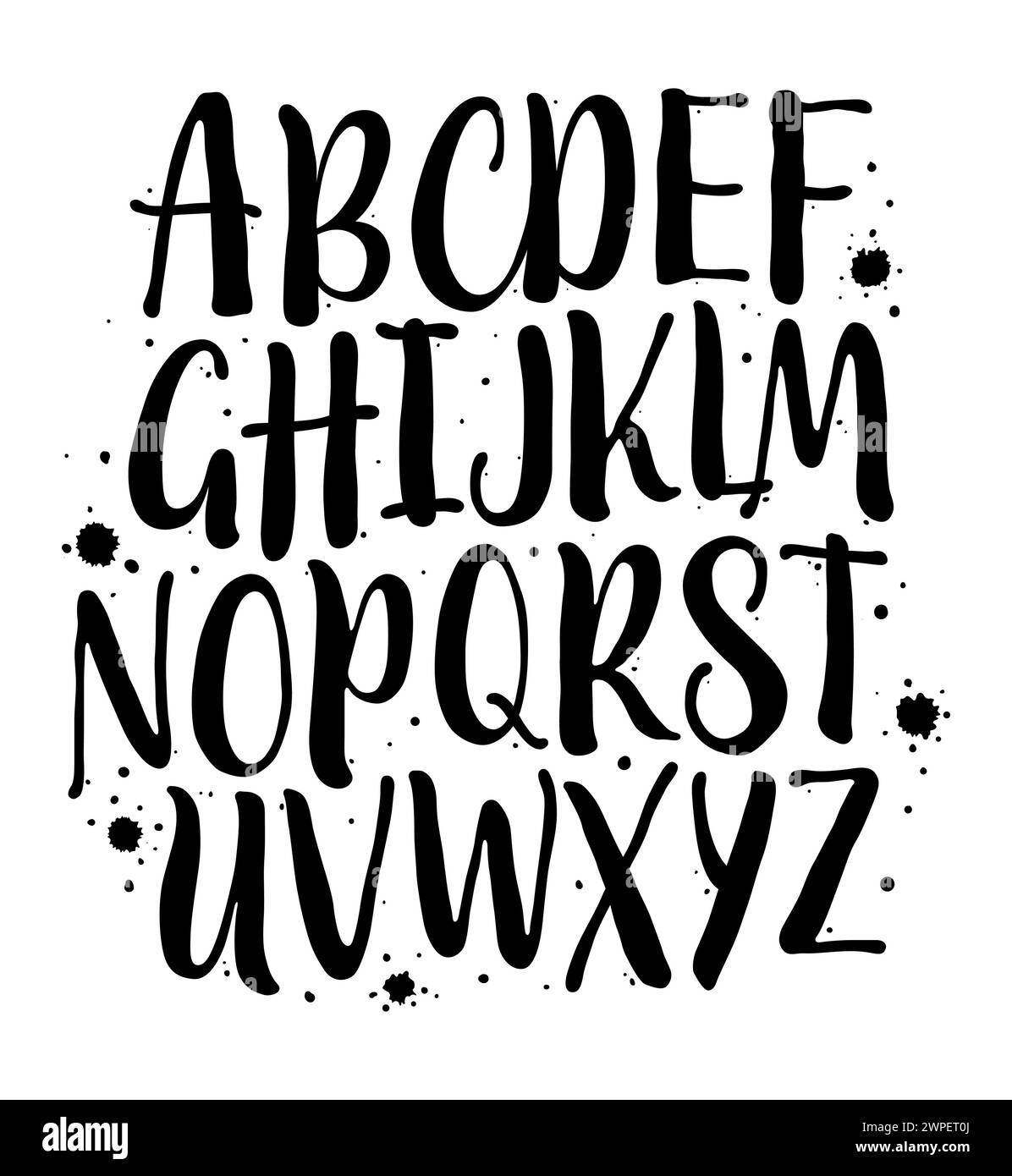 Vector Hand Drawn Alphabet. Brush Paint Letters. Decorative script ...