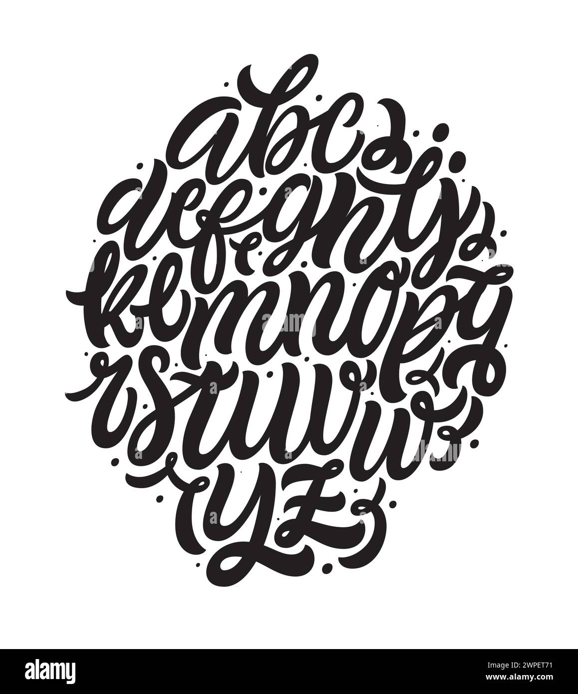 Vector hand drawn alphabet. Brush painted letters. Script typeface ...