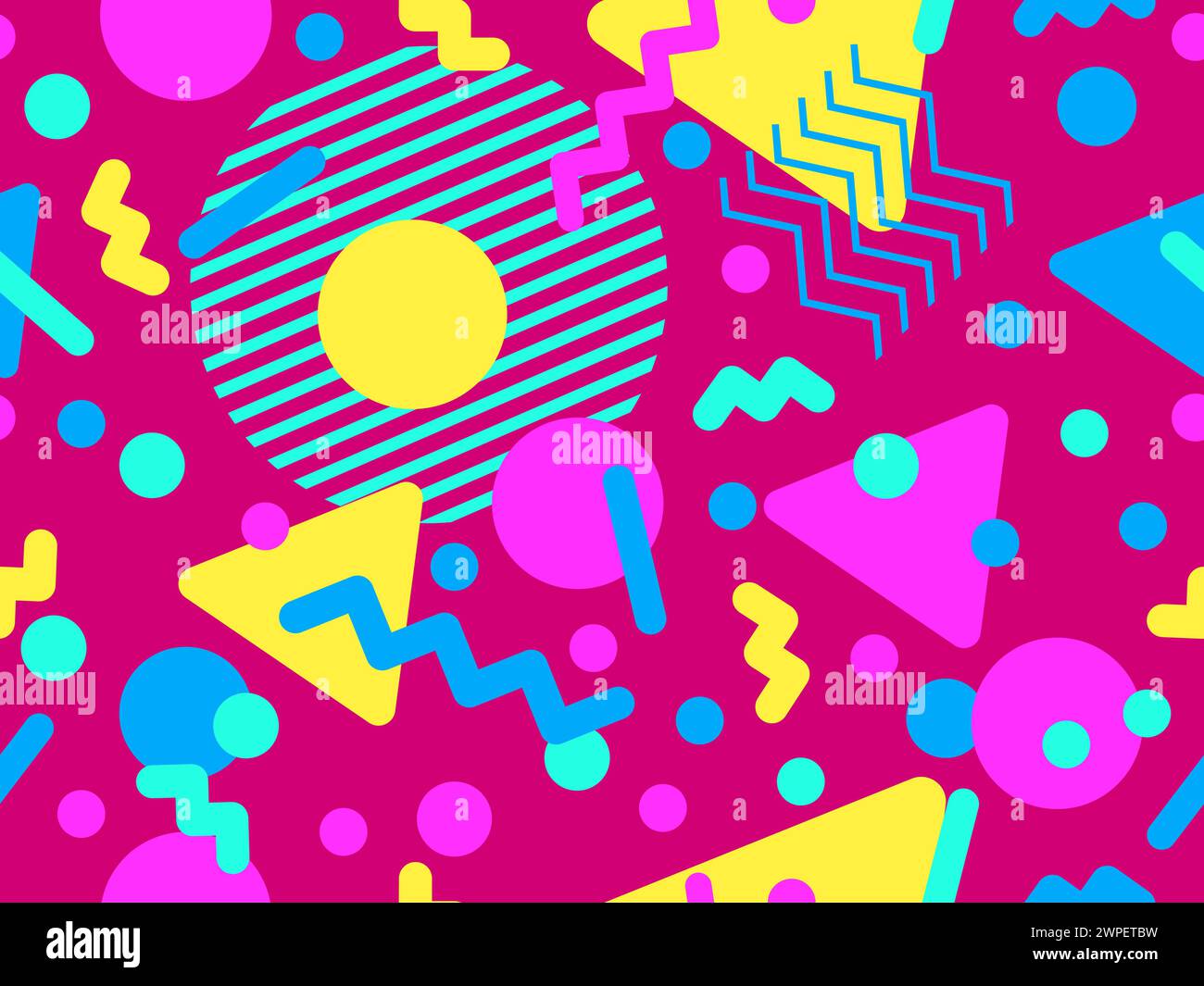 Memphis seamless pattern with geometric shapes in 80s and 90s style ...