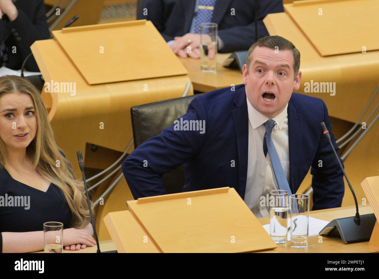 Edinburgh Scotland, UK 07 March 2024. Douglas Ross MSP at the Scottish ...