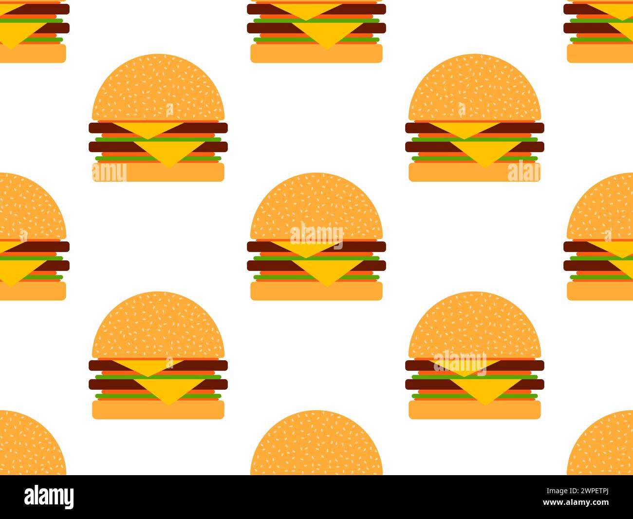 Hamburgers seamless pattern. Cheeseburgers and hamburgers in flat style ...