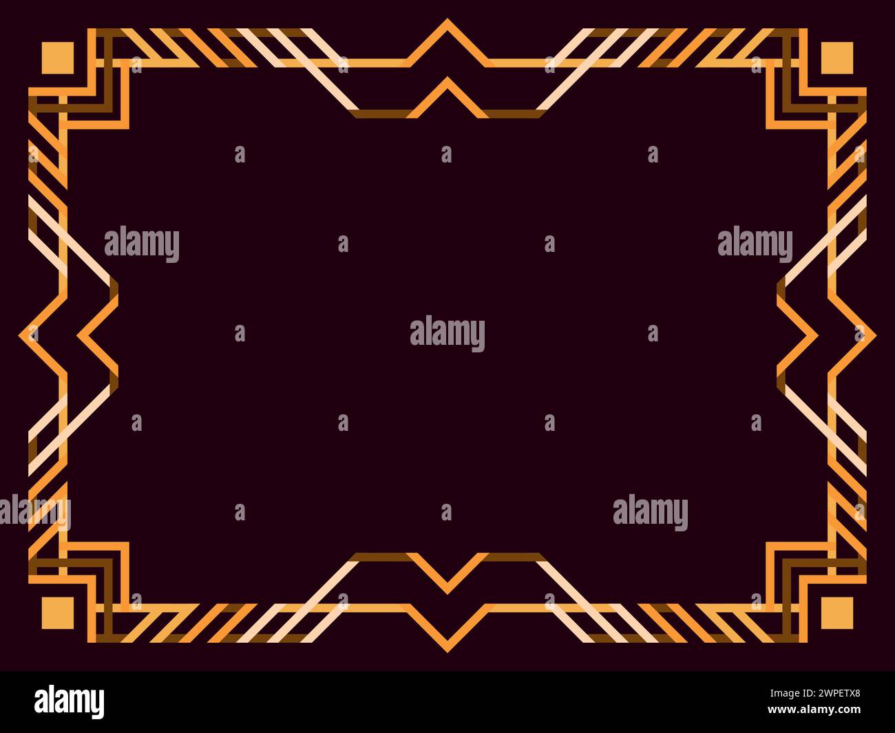 Frame for text in line art style. Art deco frame. Golden vintage linear ...