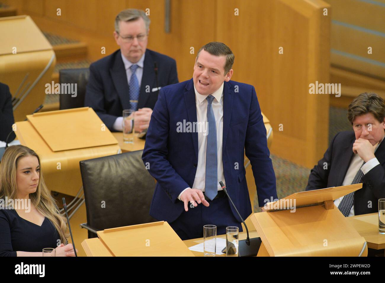 Edinburgh Scotland, UK 07 March 2024. Douglas Ross MSP at the Scottish ...