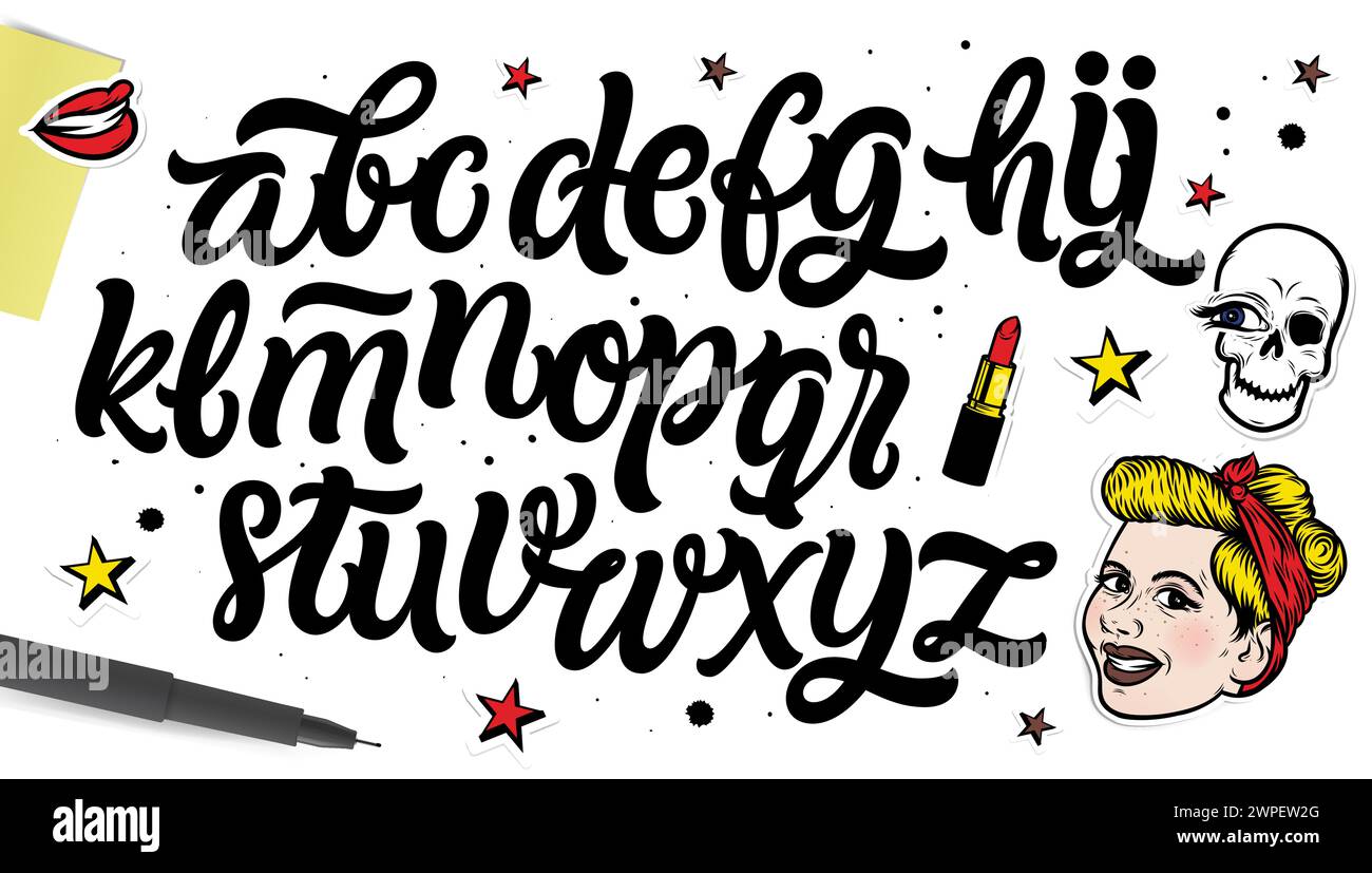 Vector Hand Drawn Alphabet. Brush Paint Letters. Decorative script ...