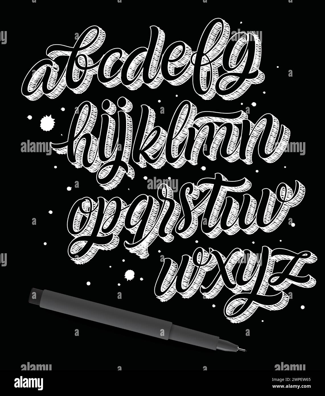 Vector Hand Drawn Alphabet. Brush Paint Letters. Decorative script ...