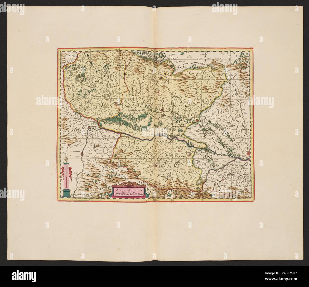 Map of Upper Alsace including Sundgau and Breisgau, created in 1711 by ...