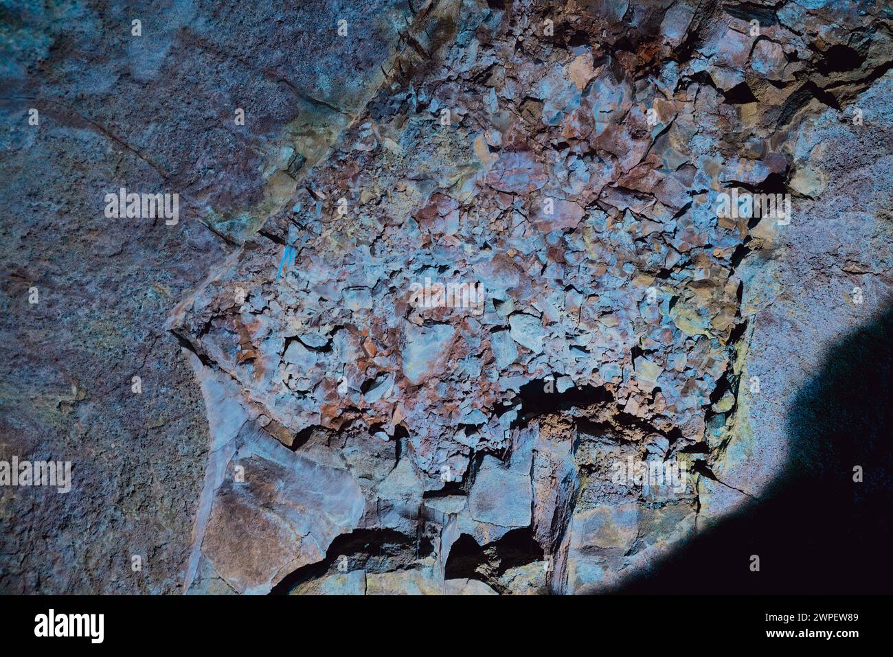 Textured ceiling inside a lava tube. Location: The Cave - Vidgelmir ...