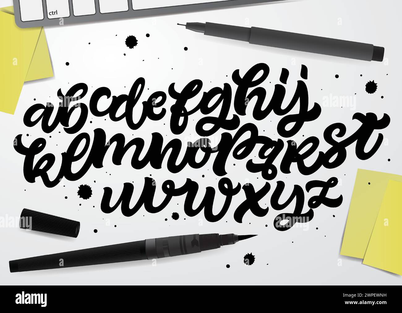 Vector Hand Drawn Alphabet. Brush Paint Letters. Decorative script ...