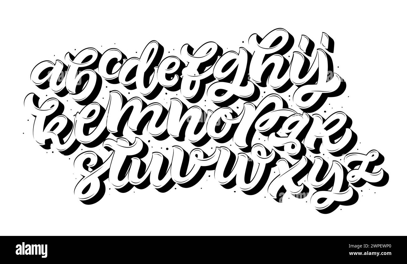 Vector Hand Drawn Alphabet. Brush Paint Letters. Decorative script ...