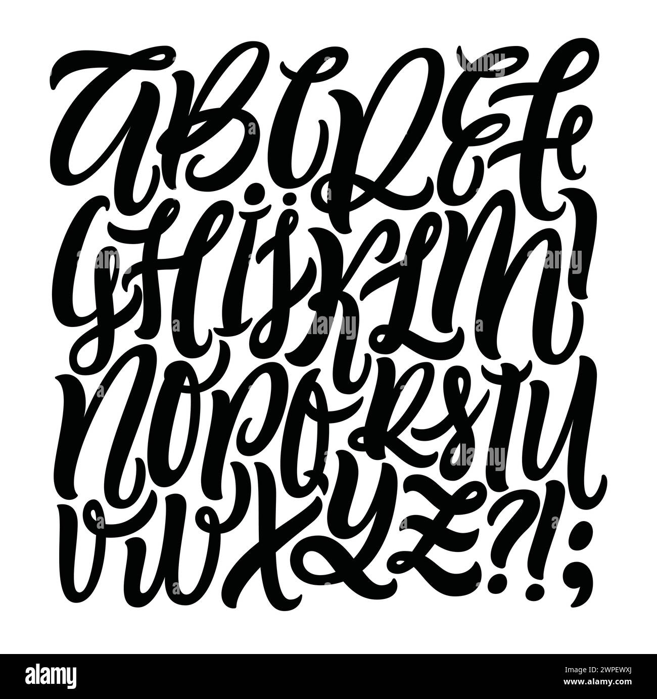 Vector Hand Drawn Alphabet. Brush Paint Letters. Decorative script ...