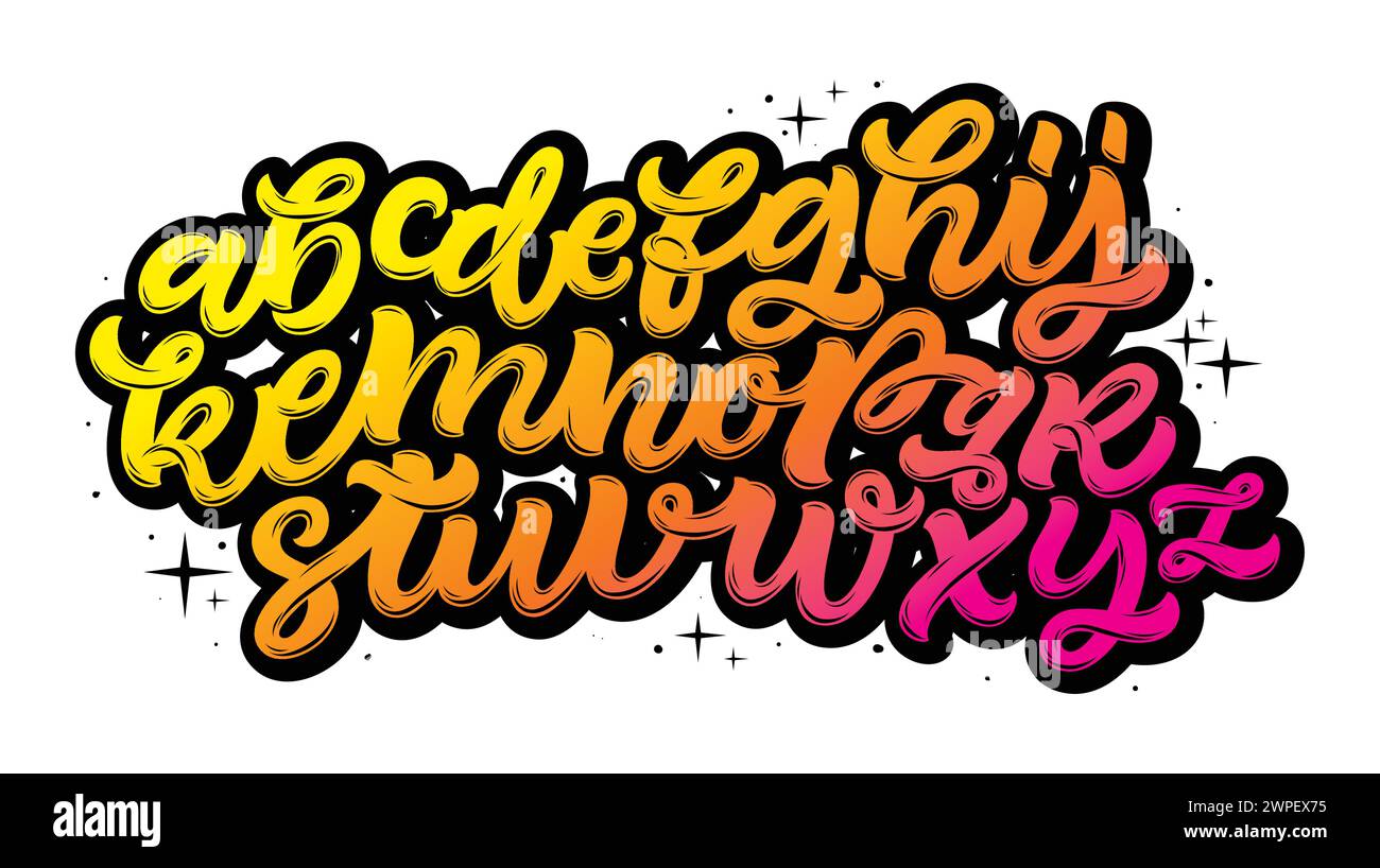 Lettering font isolated on white background. Texture alphabet. Vector ...