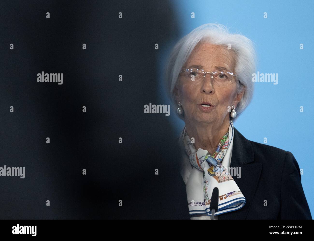 07 March 2024, Hesse, Frankfurt/Main: ECB President Christine Lagarde ...