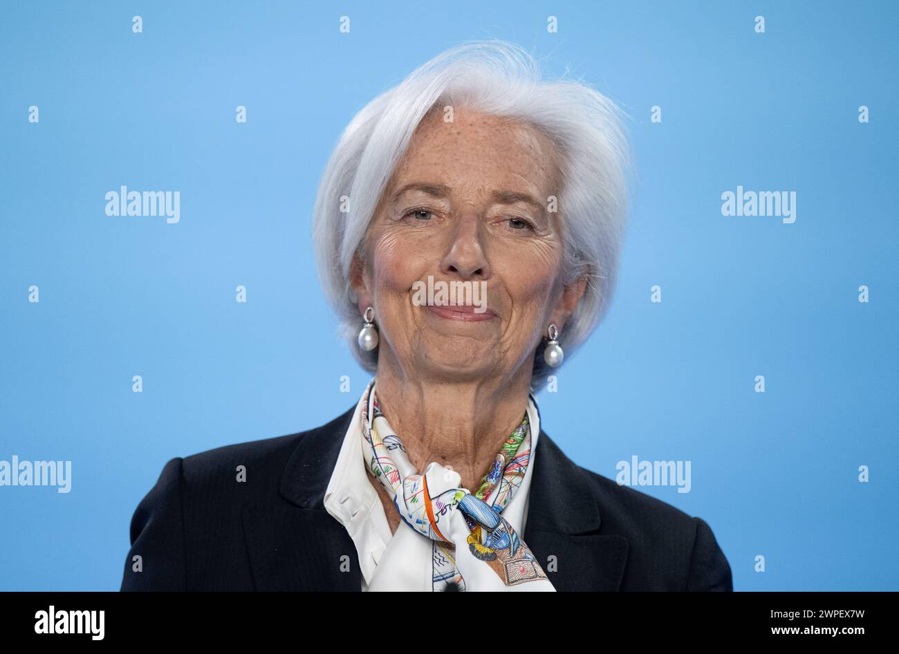 07 March 2024, Hesse, Frankfurt/Main: ECB President Christine Lagarde ...