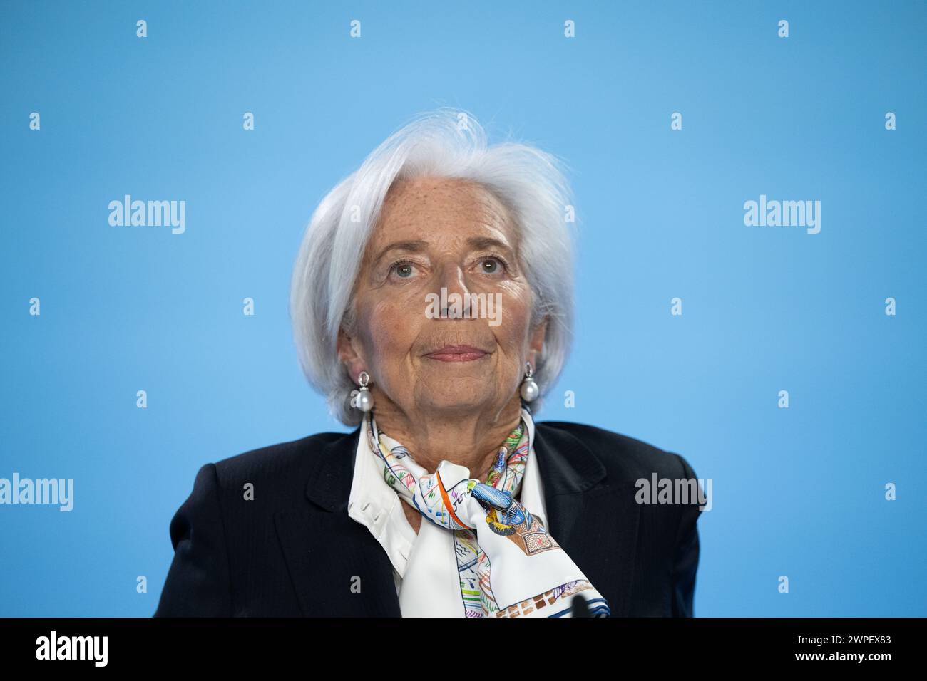 07 March 2024, Hesse, Frankfurt/Main: ECB President Christine Lagarde ...