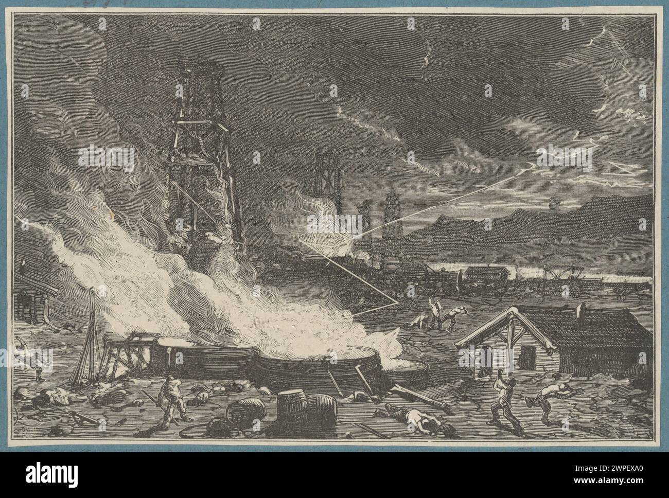 Fire in the oil field; 1880-1900 (1880-00-00-1900-00-00 Stock Photo - Alamy