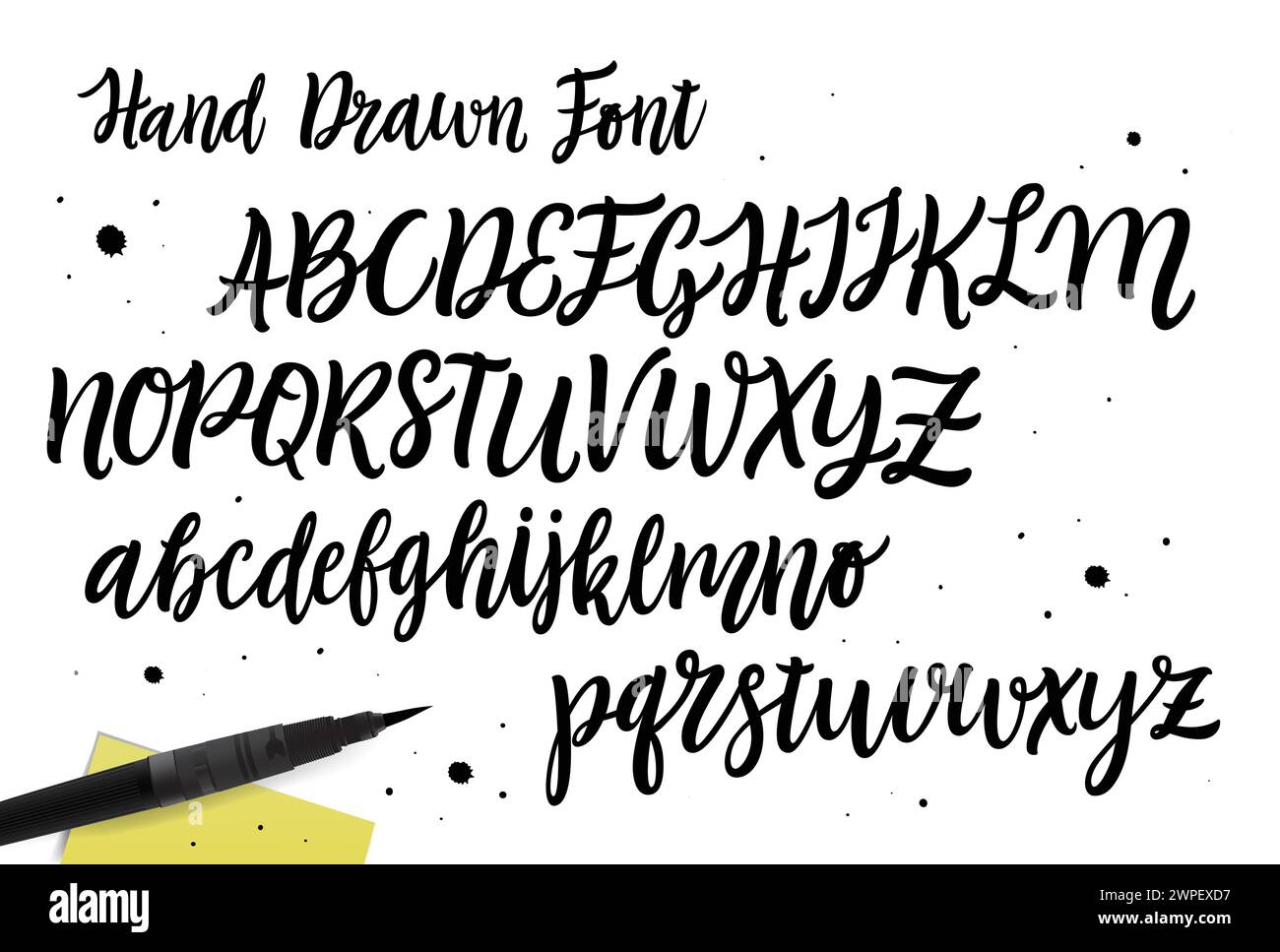 Lettering font isolated on white background. Texture alphabet. Vector ...