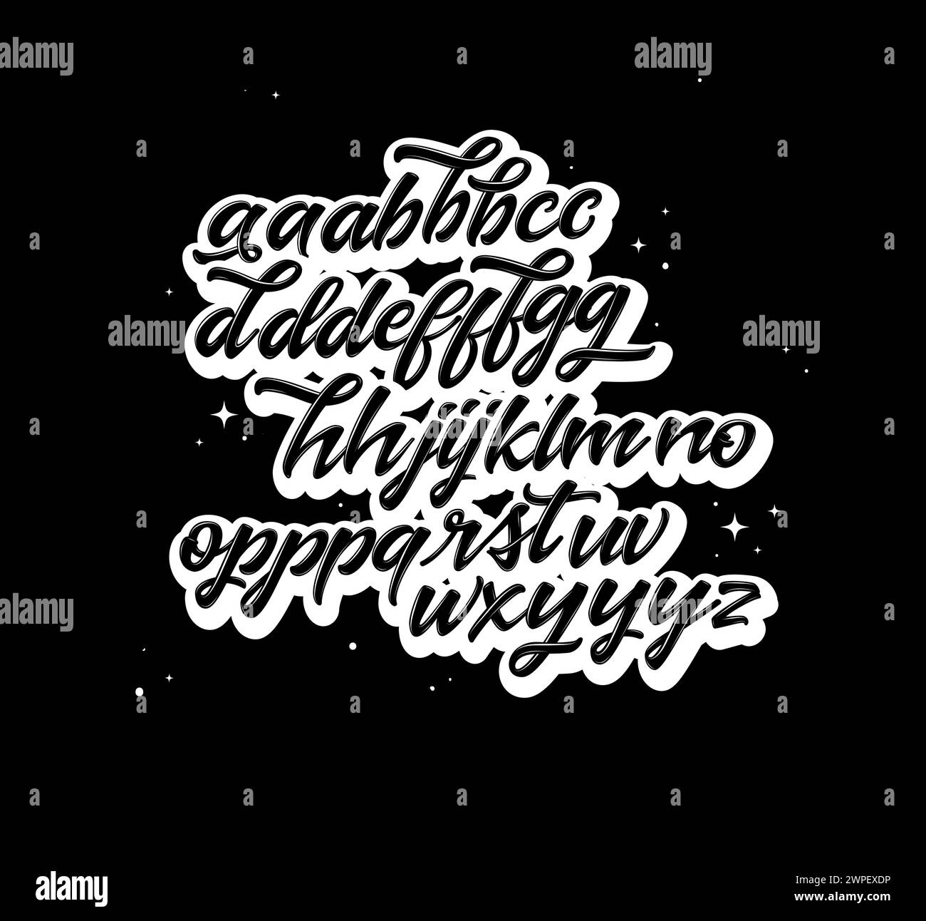 Lettering font isolated on white background. Texture alphabet. Vector ...