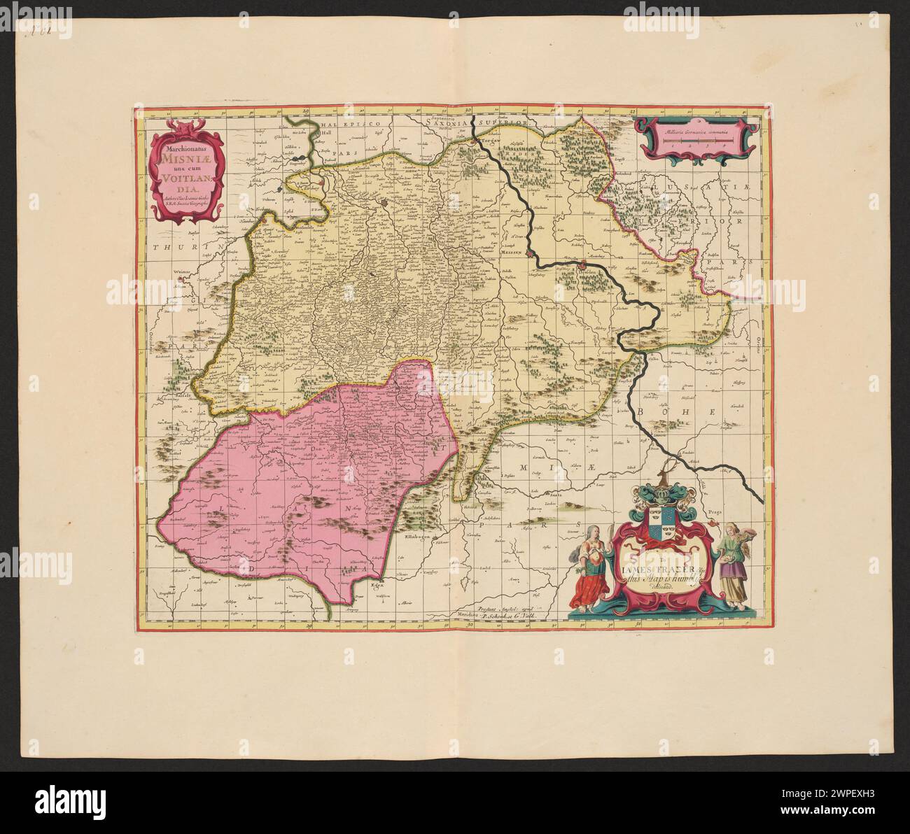 A 1711 map showing the Margraviate of Meissen along with Voigtland ...