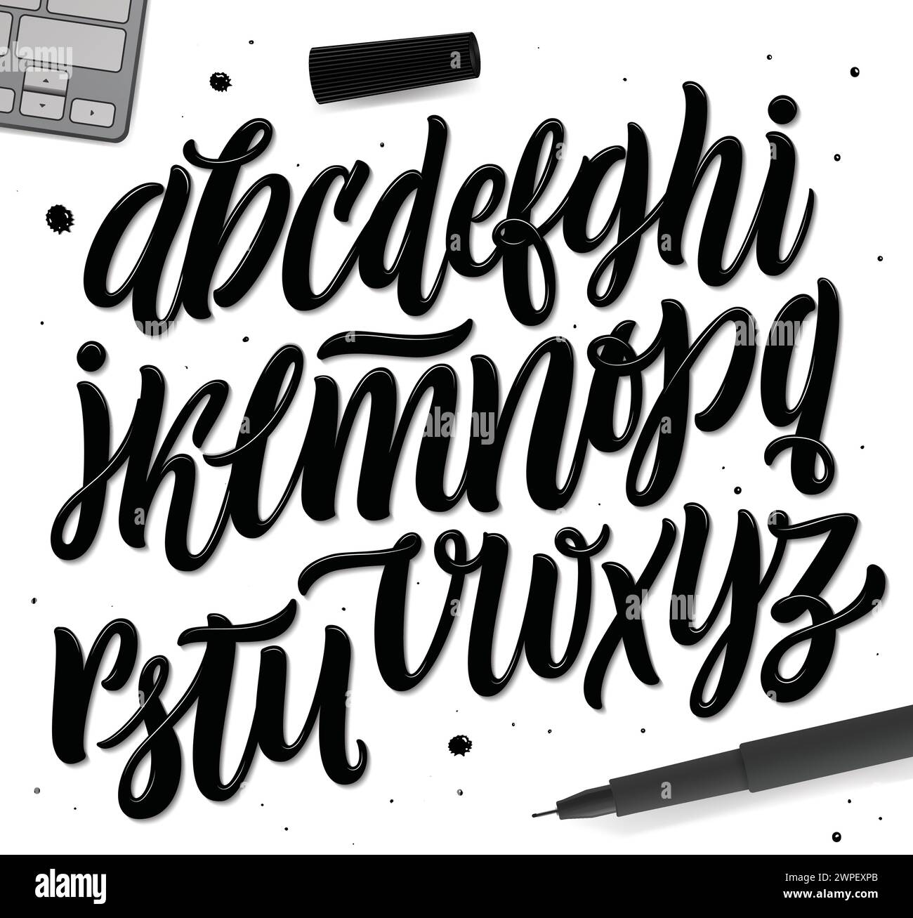 Vector Hand Drawn Alphabet. Brush Paint Letters. Decorative script ...