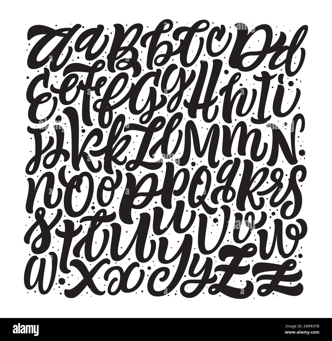 Vector Hand Drawn Alphabet. Brush Paint Letters Stock Vector Image ...