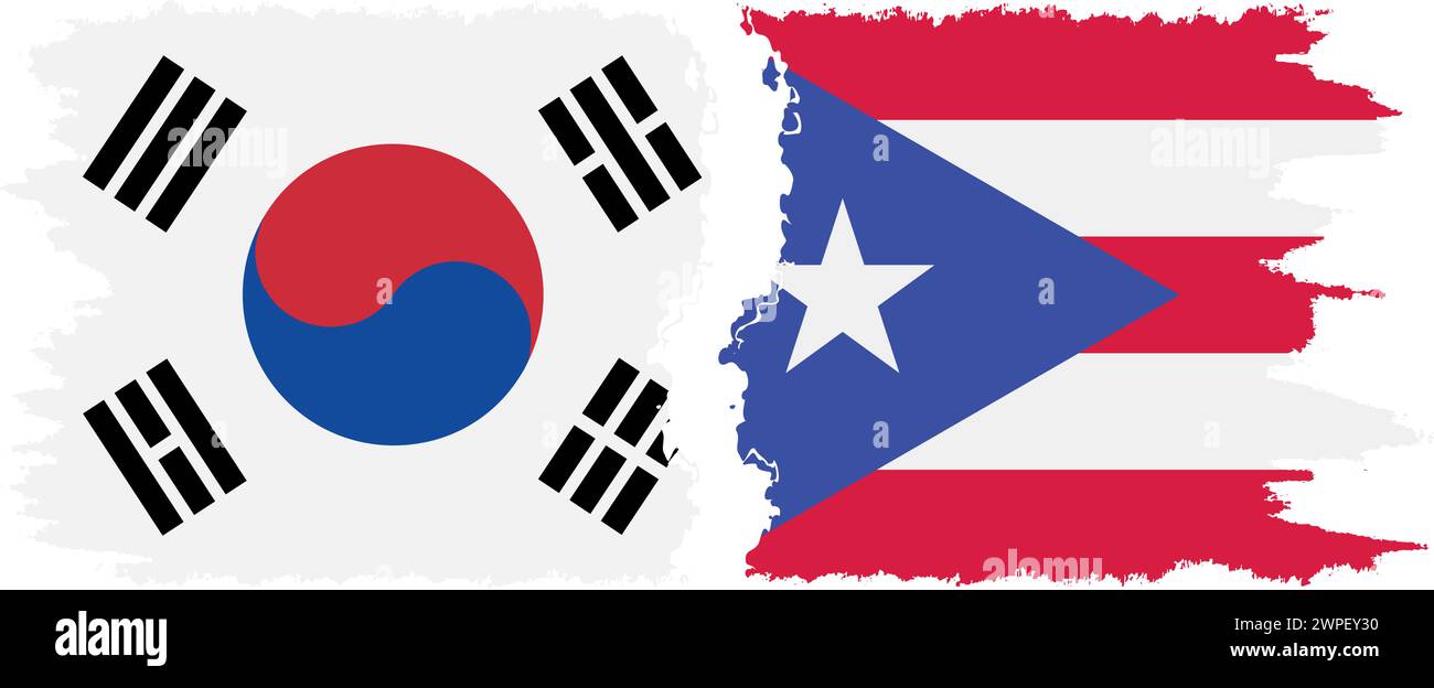Puerto Rico and South Korea grunge flags connection, vector Stock ...