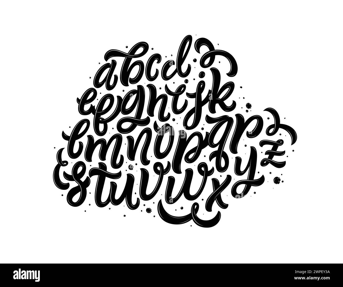 Vector Hand Drawn Alphabet. Brush Paint Letters Stock Vector Image ...