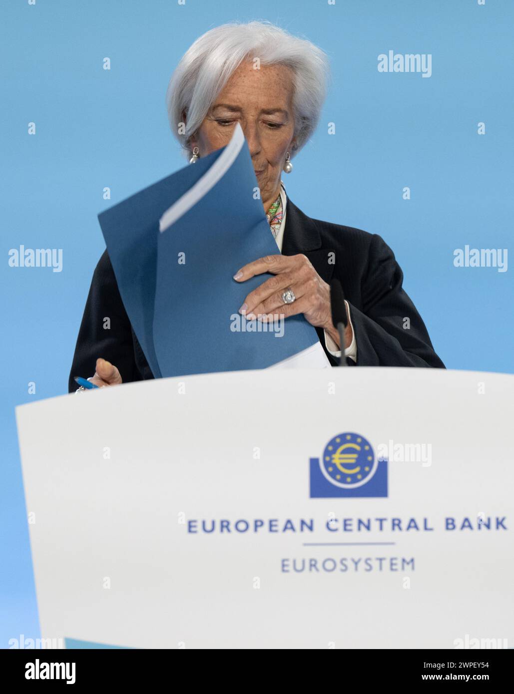 07 March 2024, Hesse, Frankfurt/Main: ECB President Christine Lagarde ...