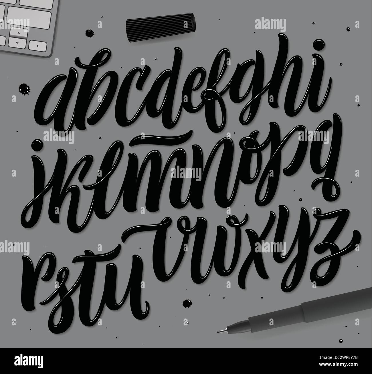 Vector Hand Drawn Alphabet. Brush Paint Letters Stock Vector Image ...