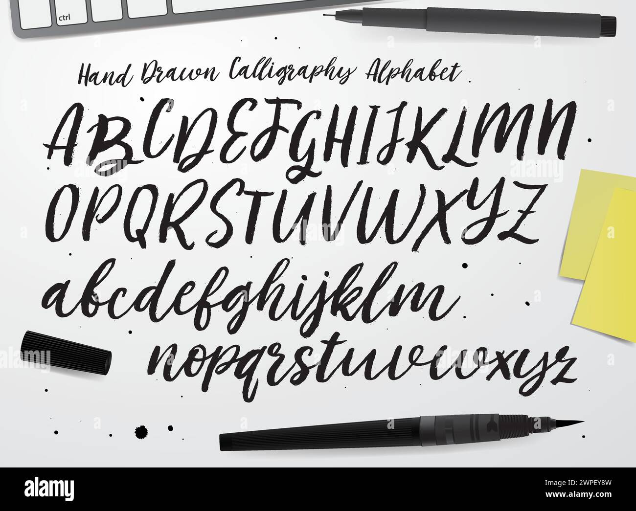 Vector Hand Drawn Alphabet. Brush Paint Letters Stock Vector Image & Art - Alamy