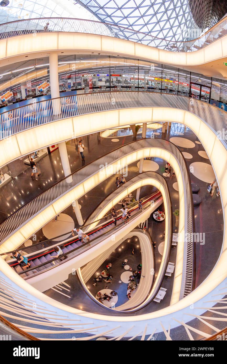 Frankfurt, Germany - April 23, 2011: interior view of atrium and ...