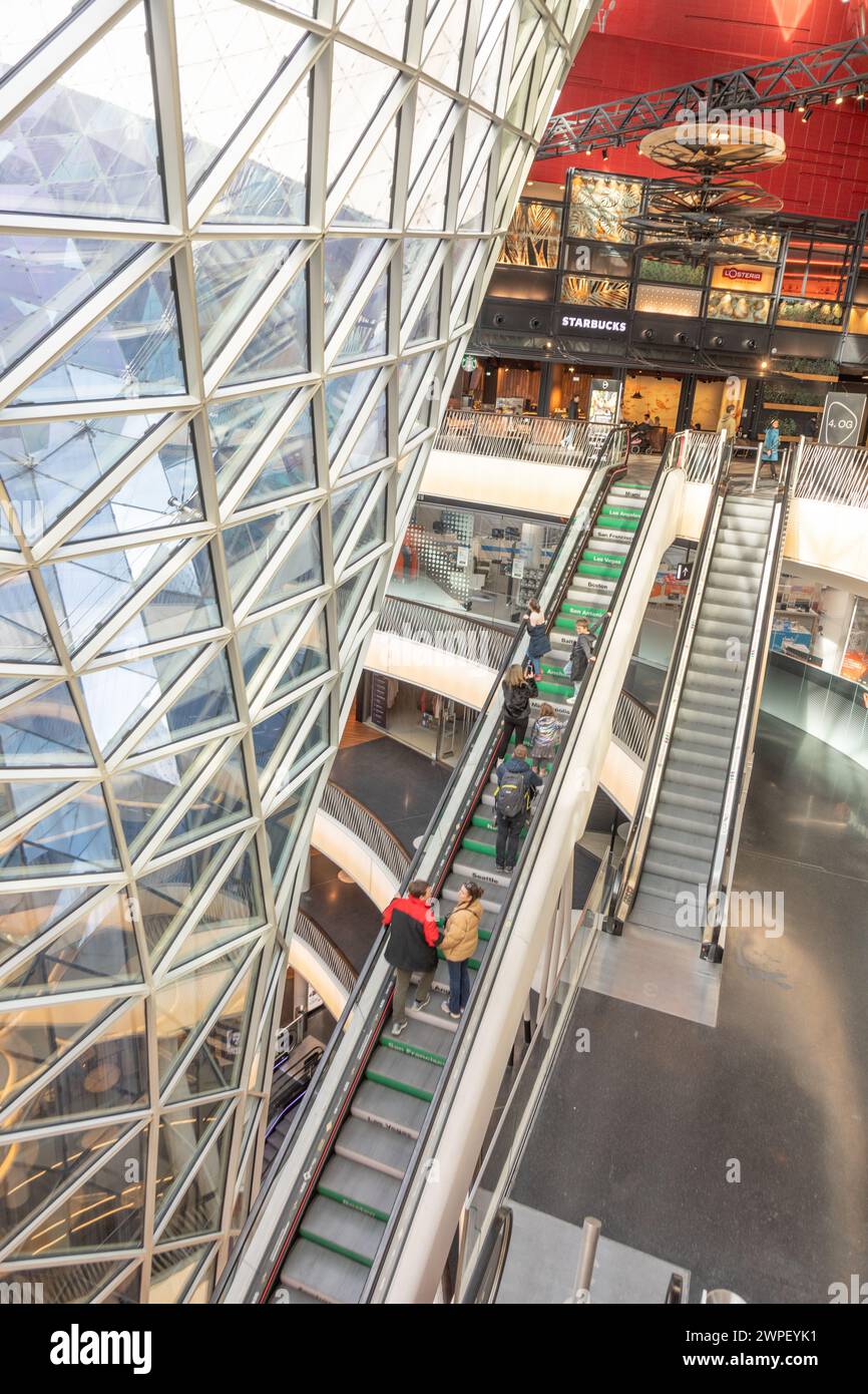 Frankfurt, Germany - March 3, 2024: interior view of atrium and ...