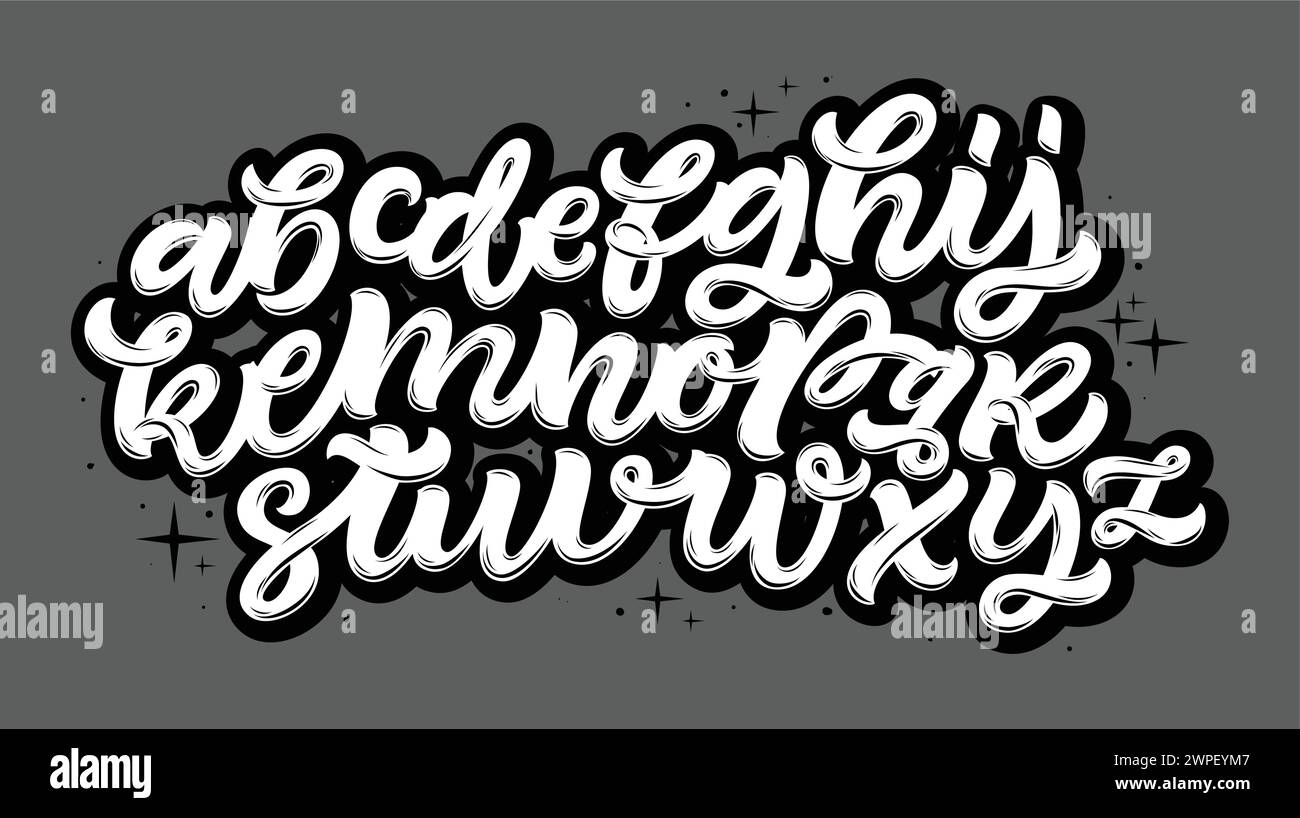 Vector Hand Drawn Alphabet. Brush Paint Letters. Decorative script ...