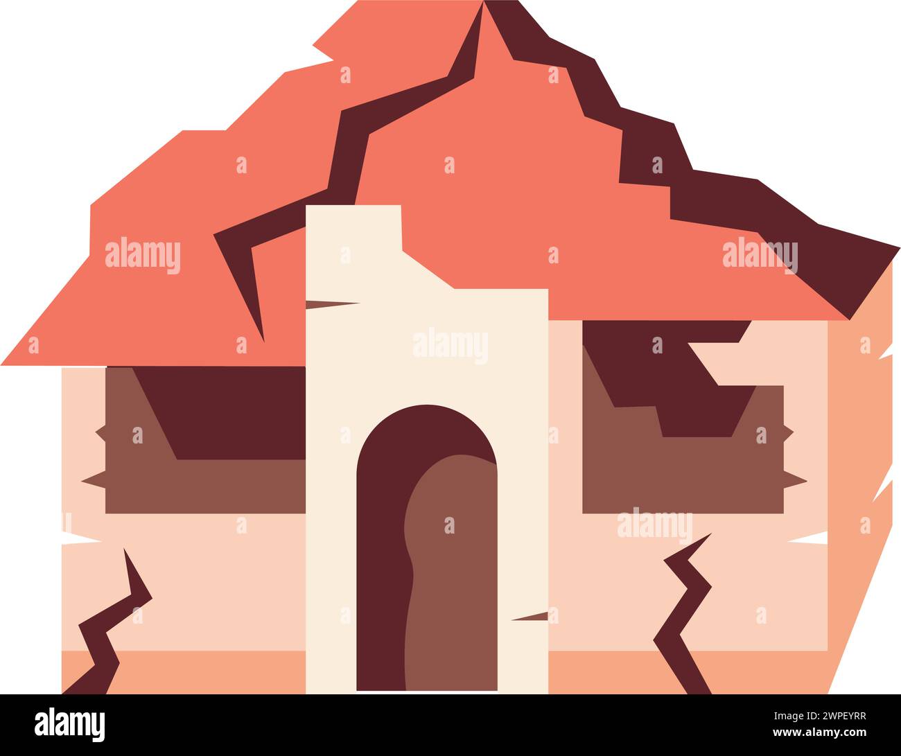 earthquake collapsed house isolated Stock Vector Image & Art - Alamy