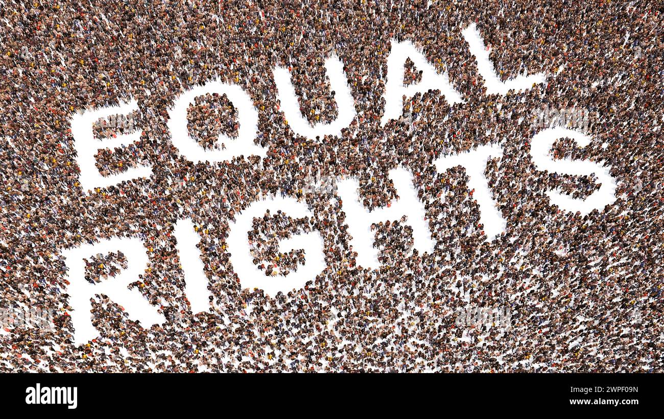 Concept conceptual large community of people forming the message EQUAL ...