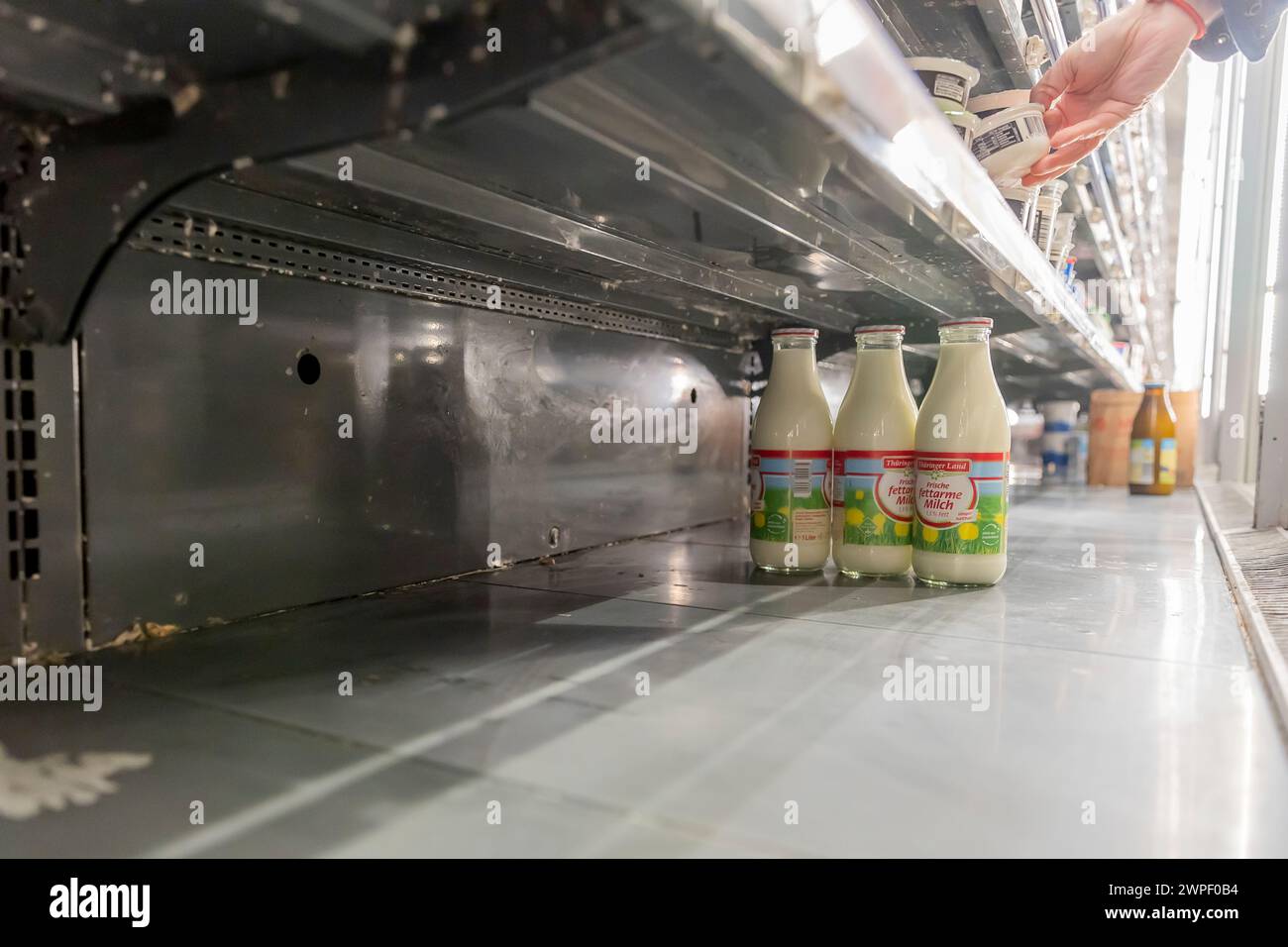 Berlin, Germany. 07th Mar, 2024. A refrigerated shelf in an Edeka store ...